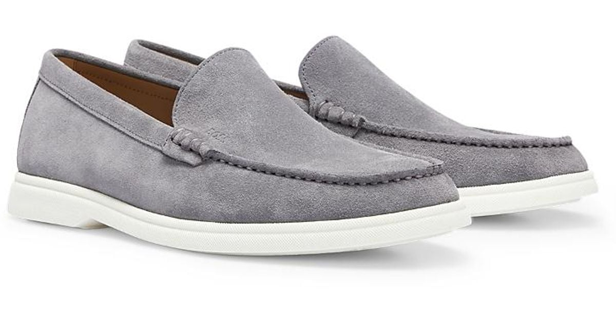BOSS Sienne Slip On Moc Toe Loafers in White for Men | Lyst