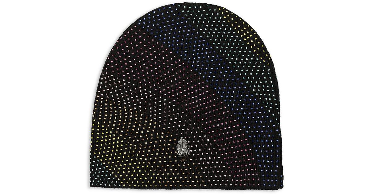 Kurt Geiger Crystal Wave Beanie in Black | Lyst UK