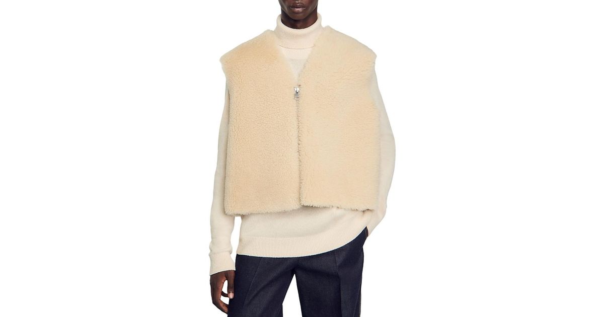 Sandro Shearling Vest in Natural for Men | Lyst