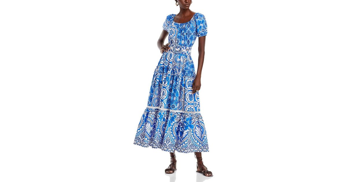 FARM Rio Tile Dream Maxi Dress in Blue | Lyst