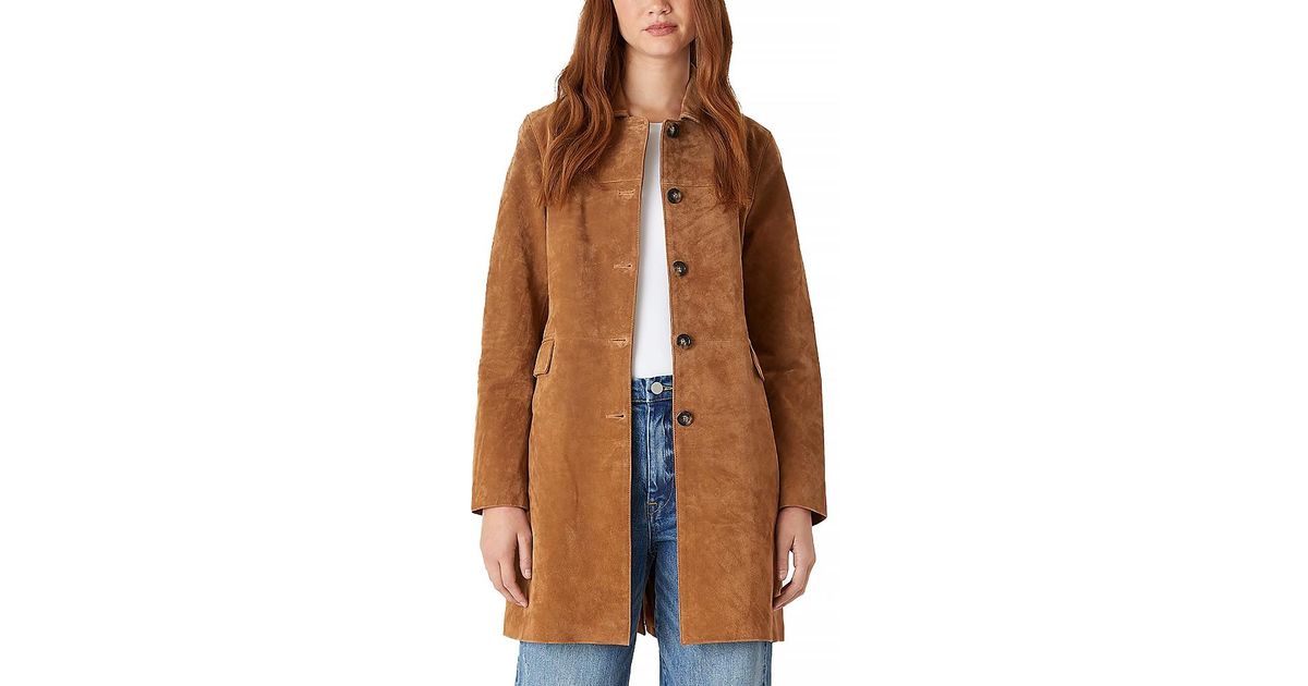 Blank NYC Real Suede Trench Coat in Brown | Lyst
