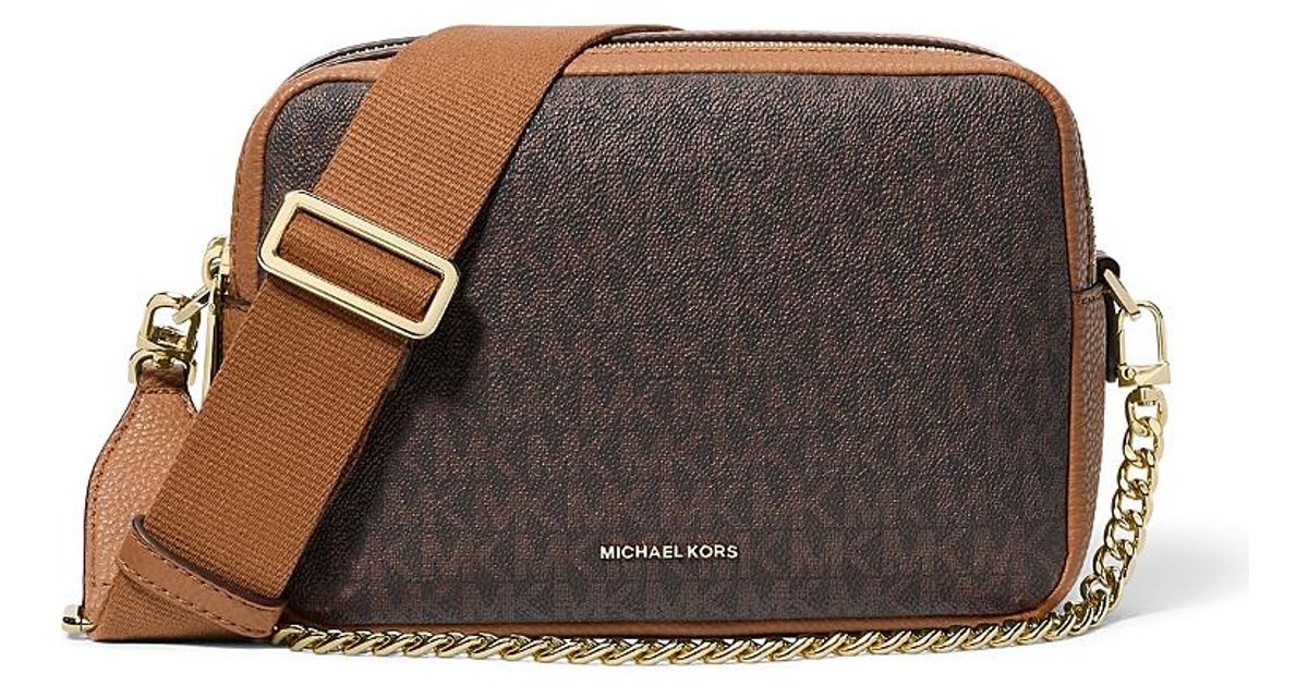 Michael Kors Bryant Medium Double Zip Chain Camera Crossbody in Brown ...
