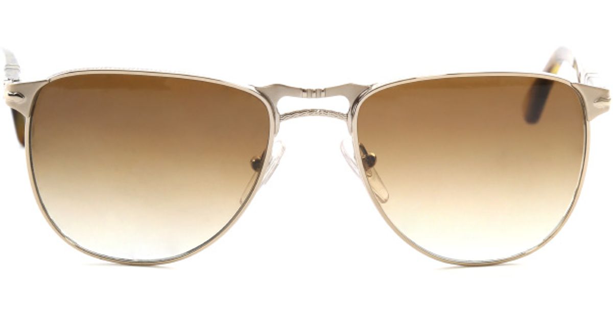 Persol Gold Crystal Brown Sunglasses In Metallic Lyst