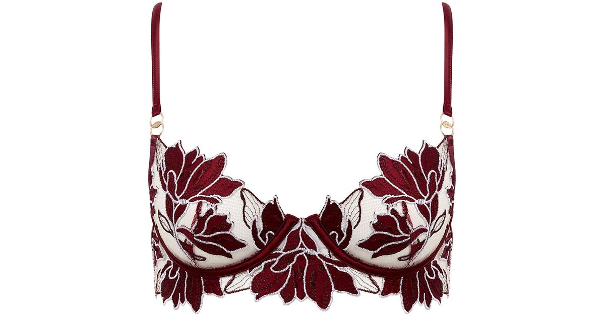 Bluebella Geneva Embroidered Longline Bra Cherry | Lyst UK