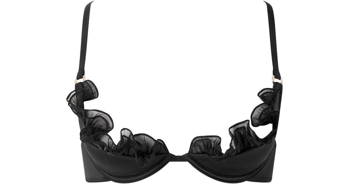 Bluebella Venus Satin Open Bra in Black | Lyst