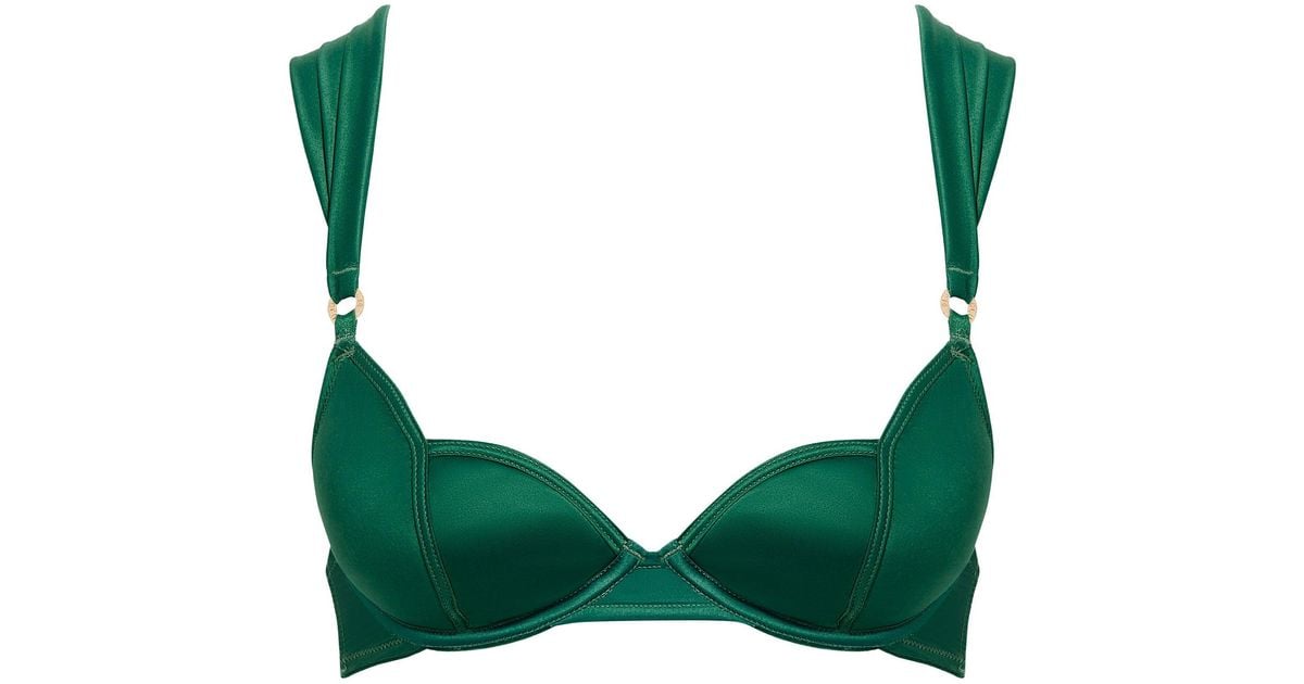 Bluebella Octavia Satin Moulded Bra in Green | Lyst UK