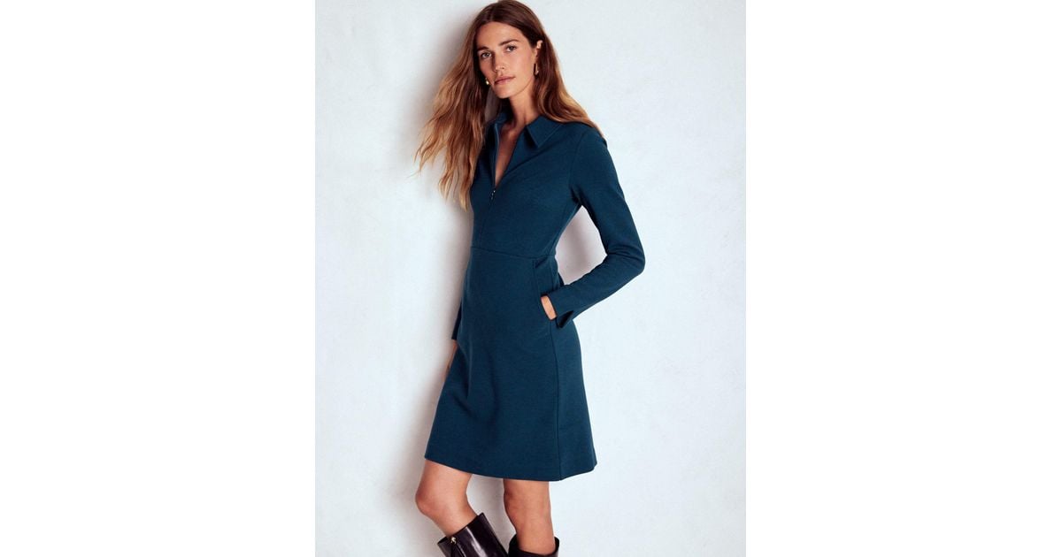 Boden Cam Zip-Up Ottoman Dress in Blue | Lyst UK