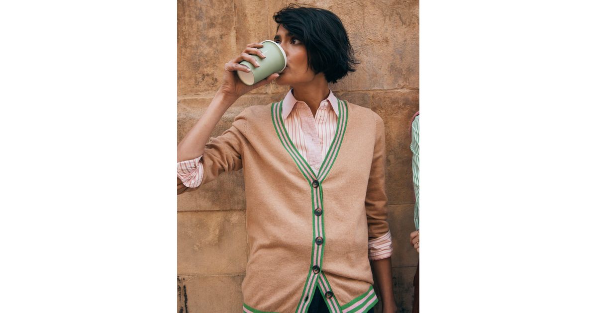 Boden V Neck Longline Cardigan in Brown | Lyst