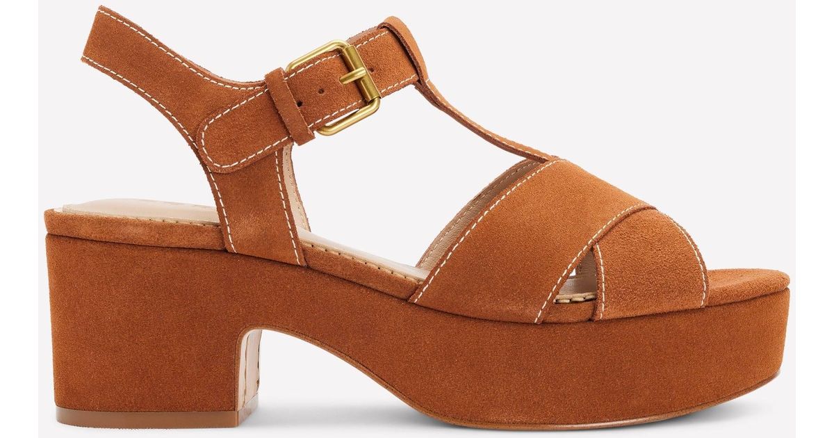 Boden Cut Out Wedge Sandal in Brown | Lyst UK