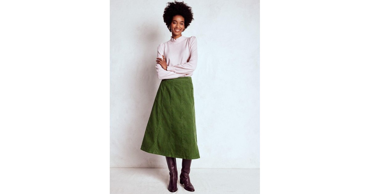 Boden Joy Cord Midi Skirt in Green | Lyst UK