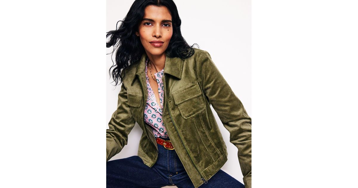 Boden Cord Zip Through Jacket in Green | Lyst