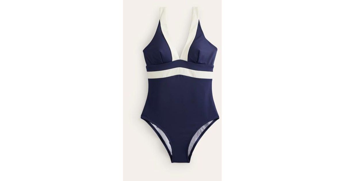 Boden Core Panel Swimsuit Navy, Ivory Colourblock in Blue | Lyst