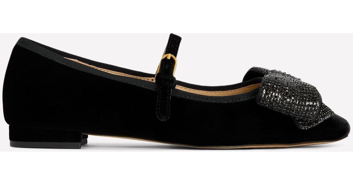 Boden Embellished Bow Mary Jane Flat in Black | Lyst