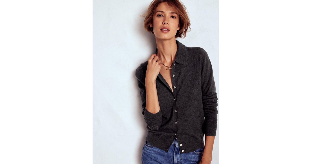 Boden Briony Stitch Cardigan in Black | Lyst