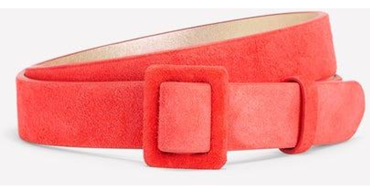 Boden Suede Skinny Buckle Belt in Red | Lyst UK