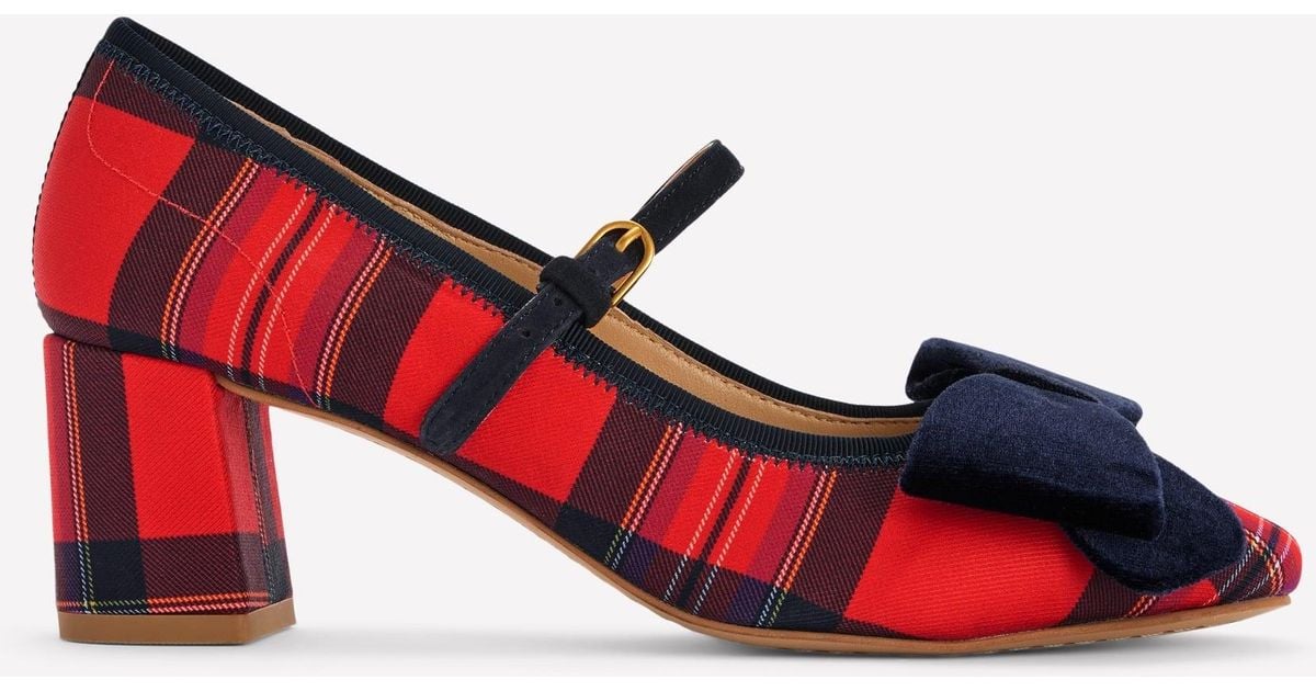 Boden Embellished Bow Block Heels in Red | Lyst