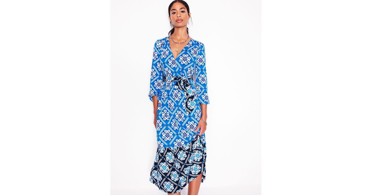 Boden Tie Wrap Tier Maxi Dress-Cerulean, Baroque Tile in Blue | Lyst