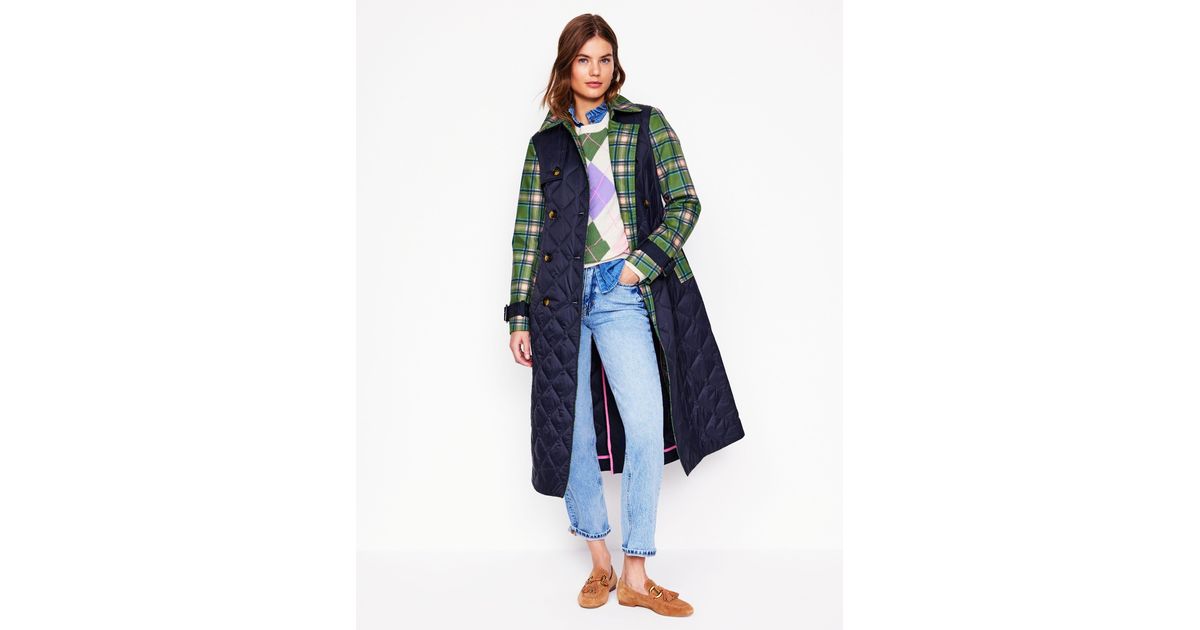 Boden Quilted Trench Coatnavy in Blue | Lyst