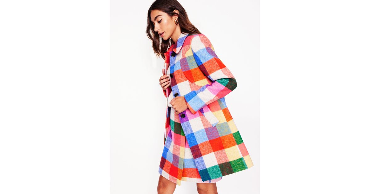 Boden Lincoln Wool Check Coatmulti Check in White | Lyst