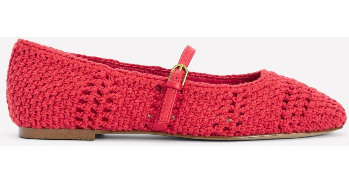 Boden Crochet Mary Jane Flats in Red | Lyst