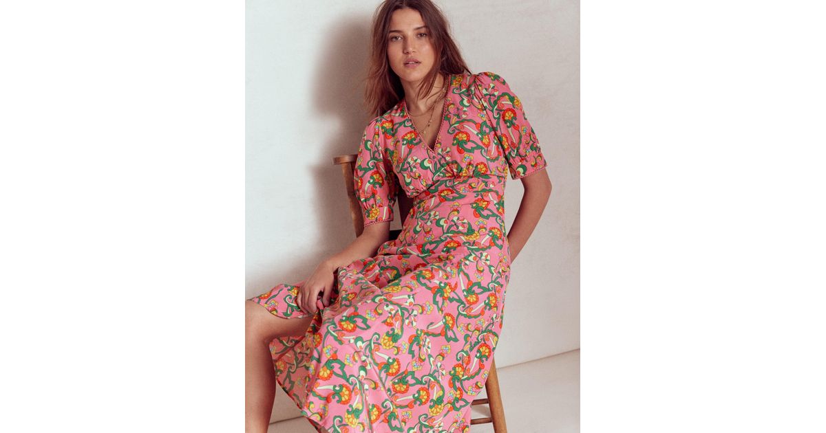 Boden Rosie Godet Tea Dress in Red | Lyst UK