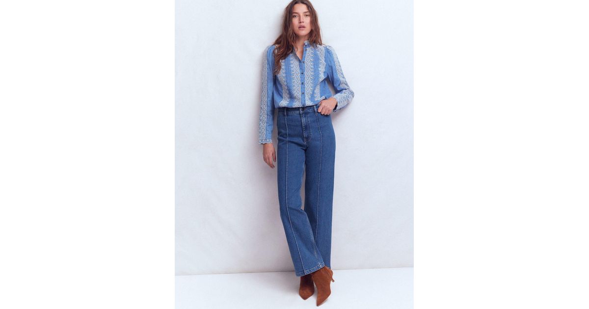 Boden Pintuck Column Leg Jeans in Blue | Lyst UK
