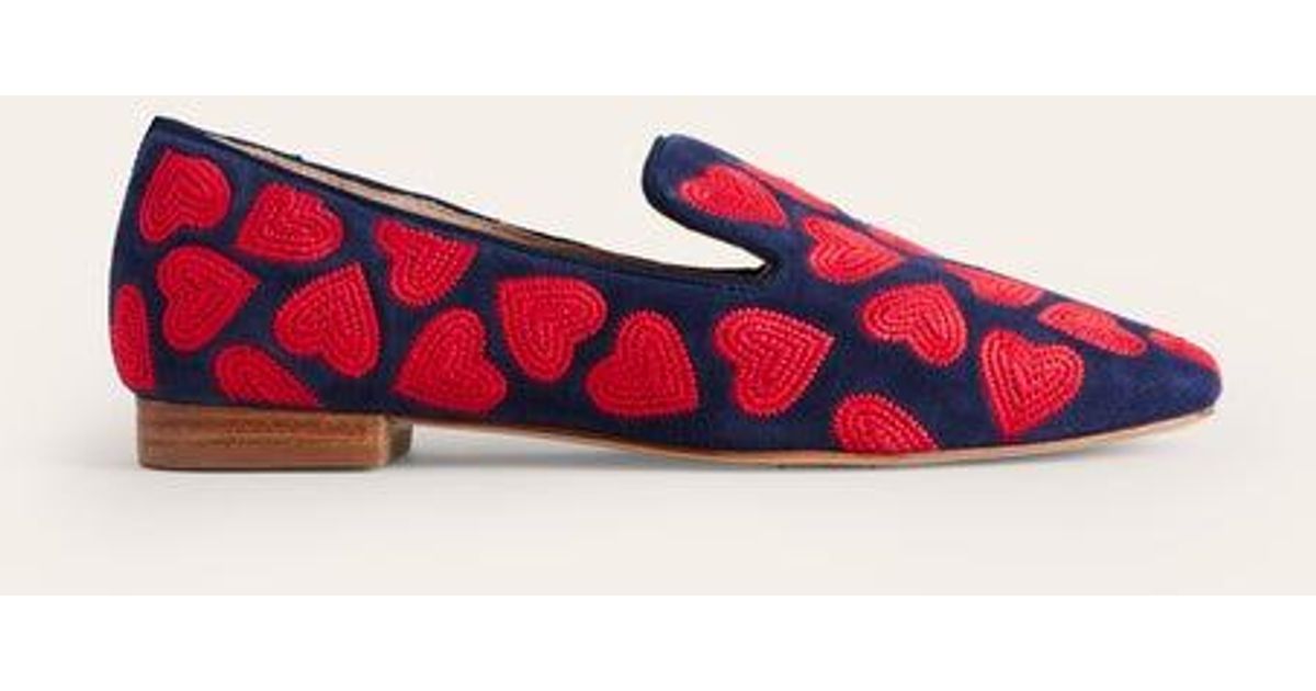 Boden Slipper Cut Loafer Navy, Red Heart | Lyst