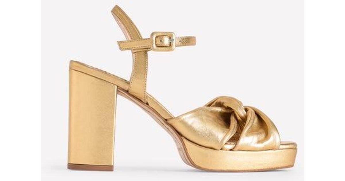 Boden Twist-Front Heeled Platforms Metallic | Lyst