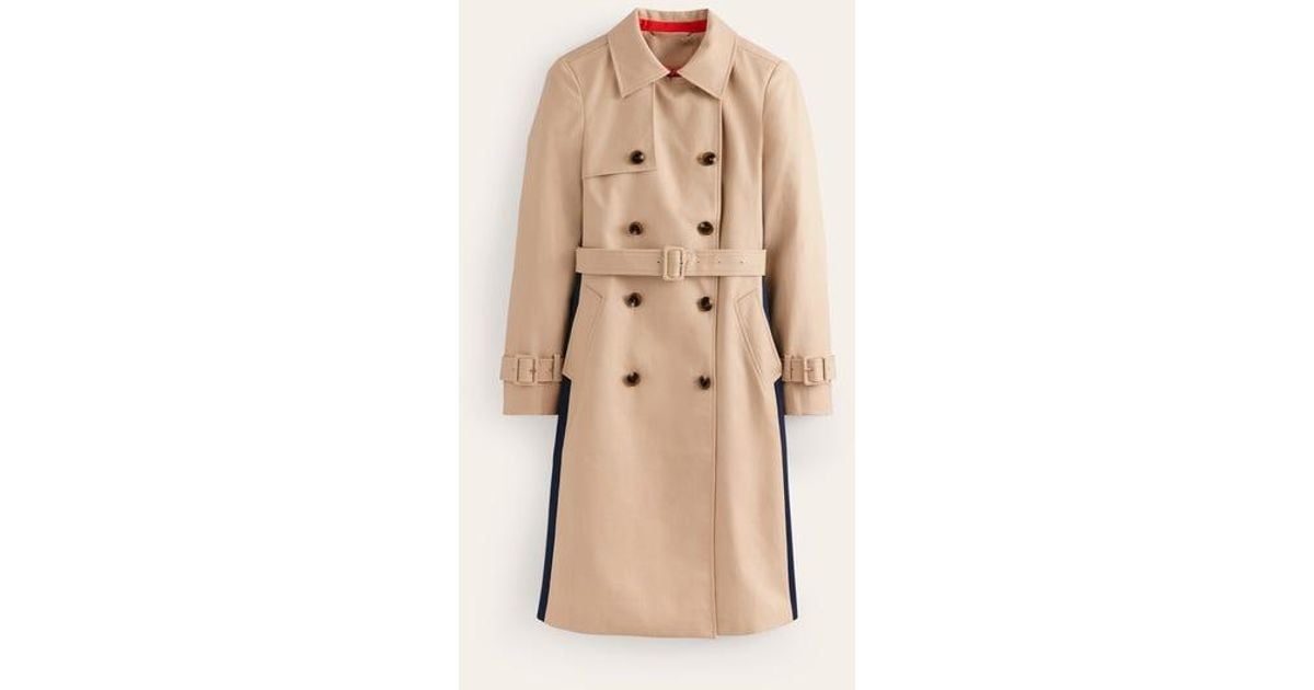 Boden Colour Block Trench Coatneutral With Stripe in Natural | Lyst