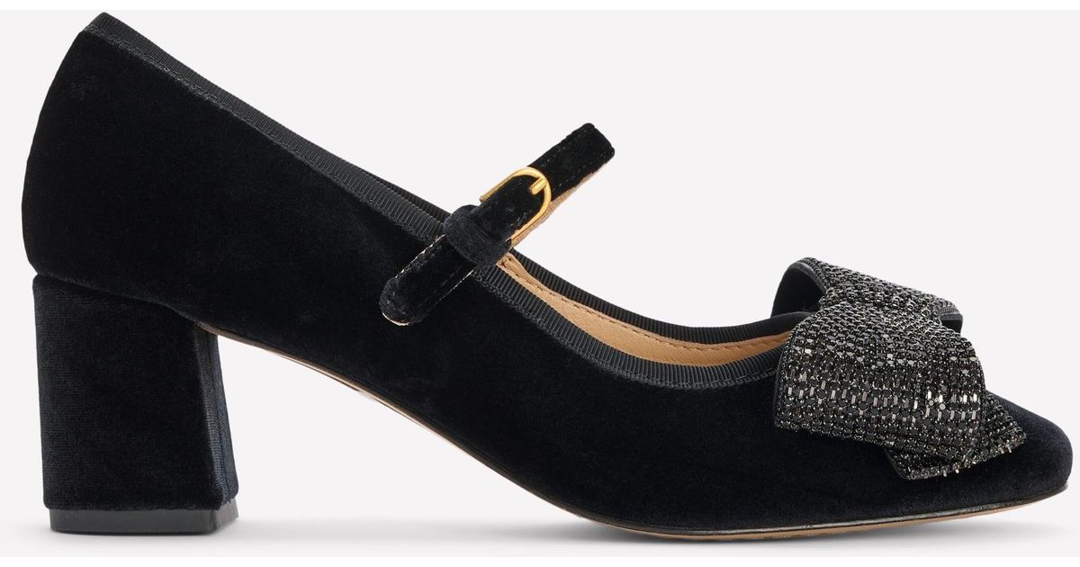 Boden Embellished Bow Block Heels in Black | Lyst