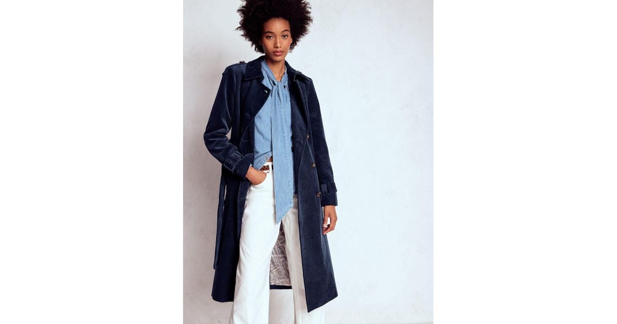 Boden Cheltenham Cord Trench Coat in Blue | Lyst UK