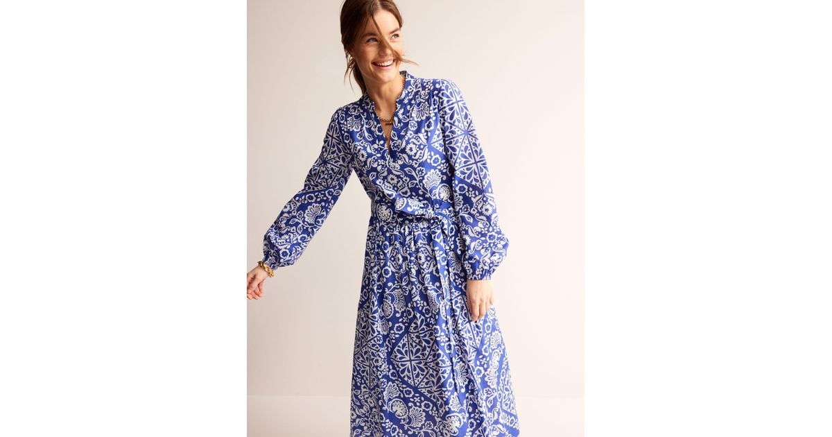 Boden Jen Cotton Midi Dress in Green | Lyst UK