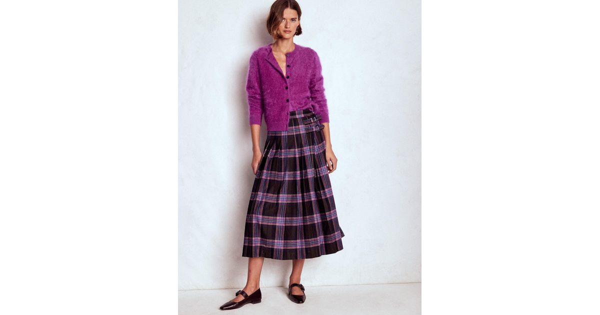 Boden Josephine Wool Kilt Skirt in Purple | Lyst