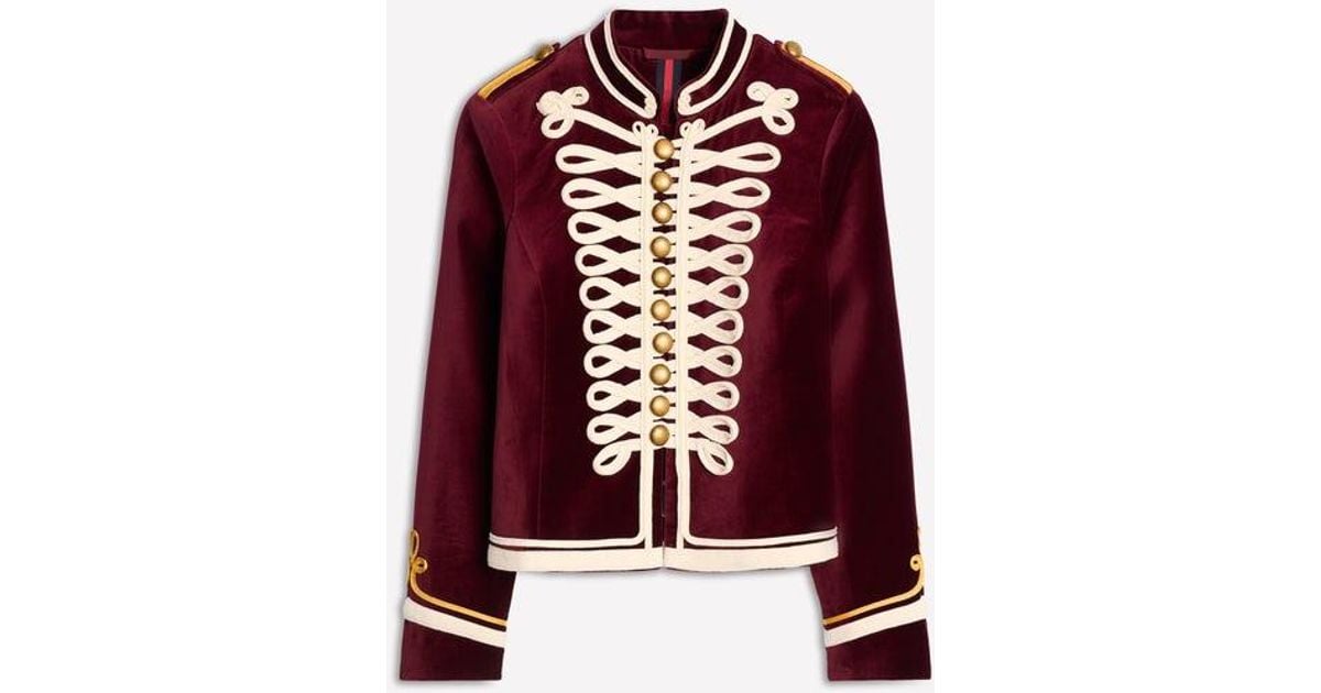 Boden Military Velvet Jacket in Red | Lyst