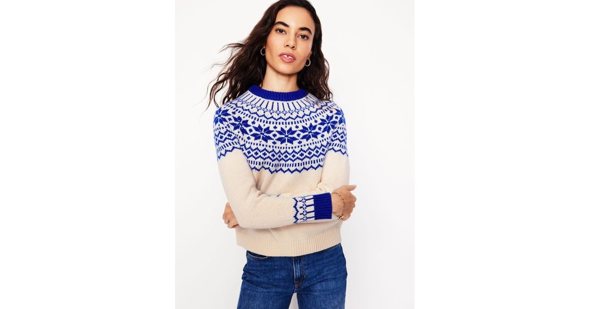 Boden Eleanor Fair Isle Jumperwarm Ivory in Blue | Lyst