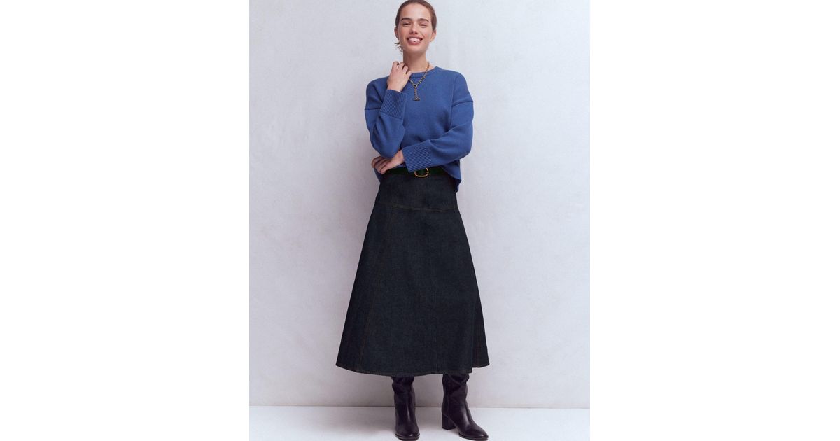 Boden Panelled Detail Denim Skirt in Blue | Lyst