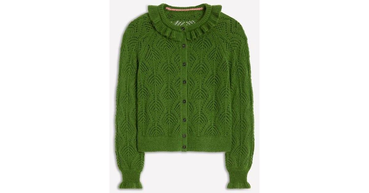 Boden Alice Fluffy Stitch Cardigan in Green | Lyst UK