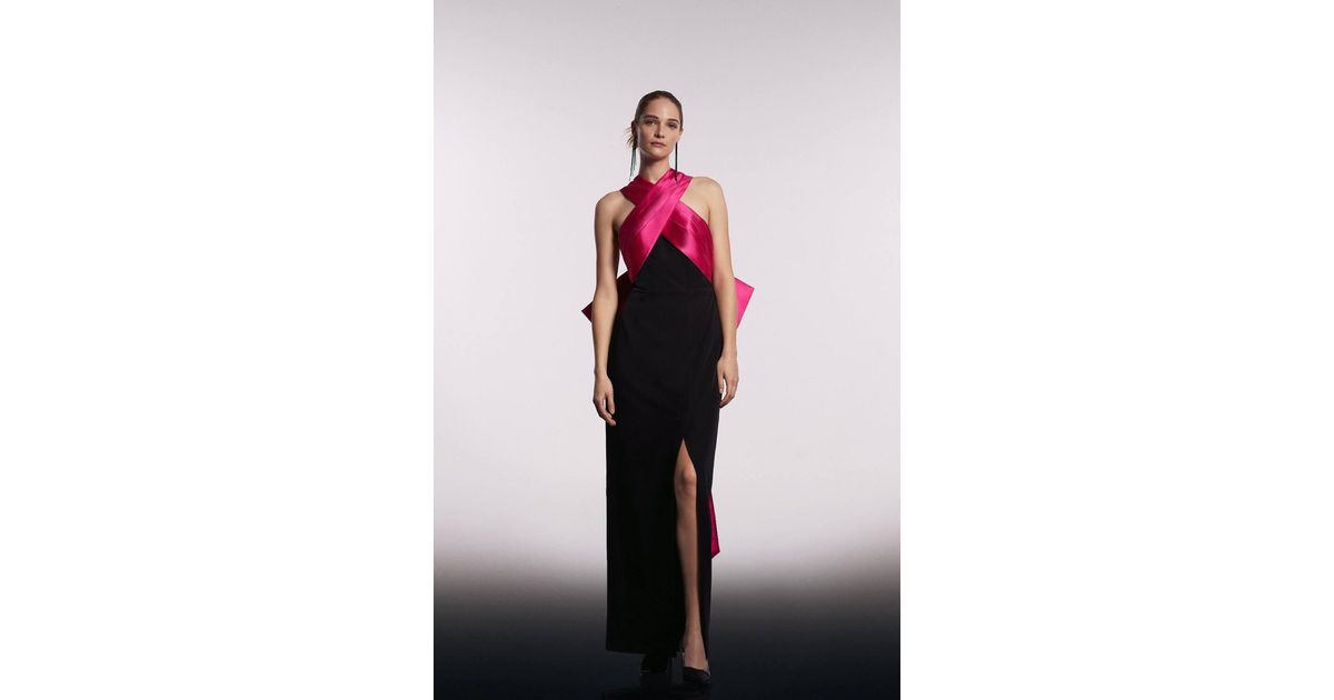 Coast Cross Over Front Bow Back Maxi Dress in Pink | Lyst