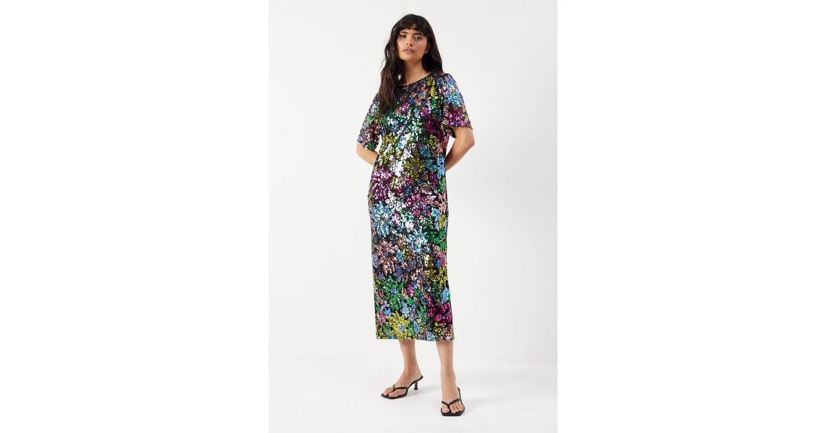 Warehouse Sequin Embellished Boxy Midi Dress | Lyst