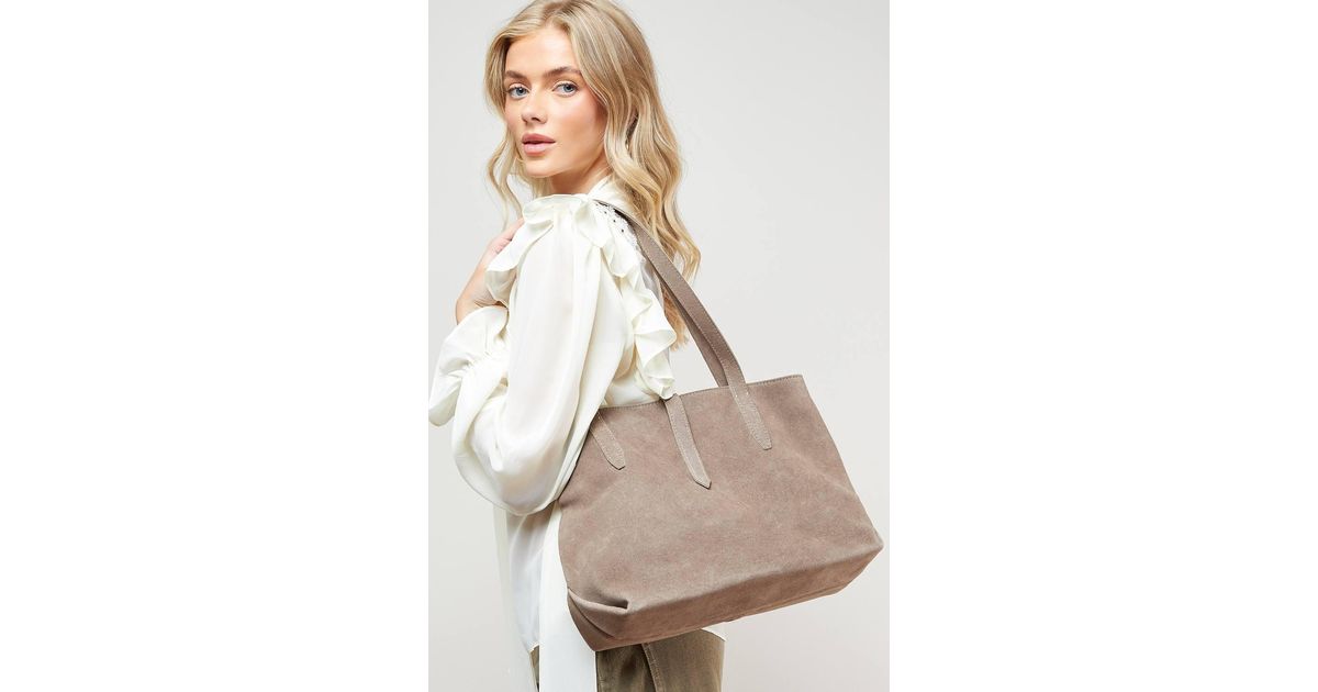 Oasis Esty Suede Tote Bag in Natural | Lyst