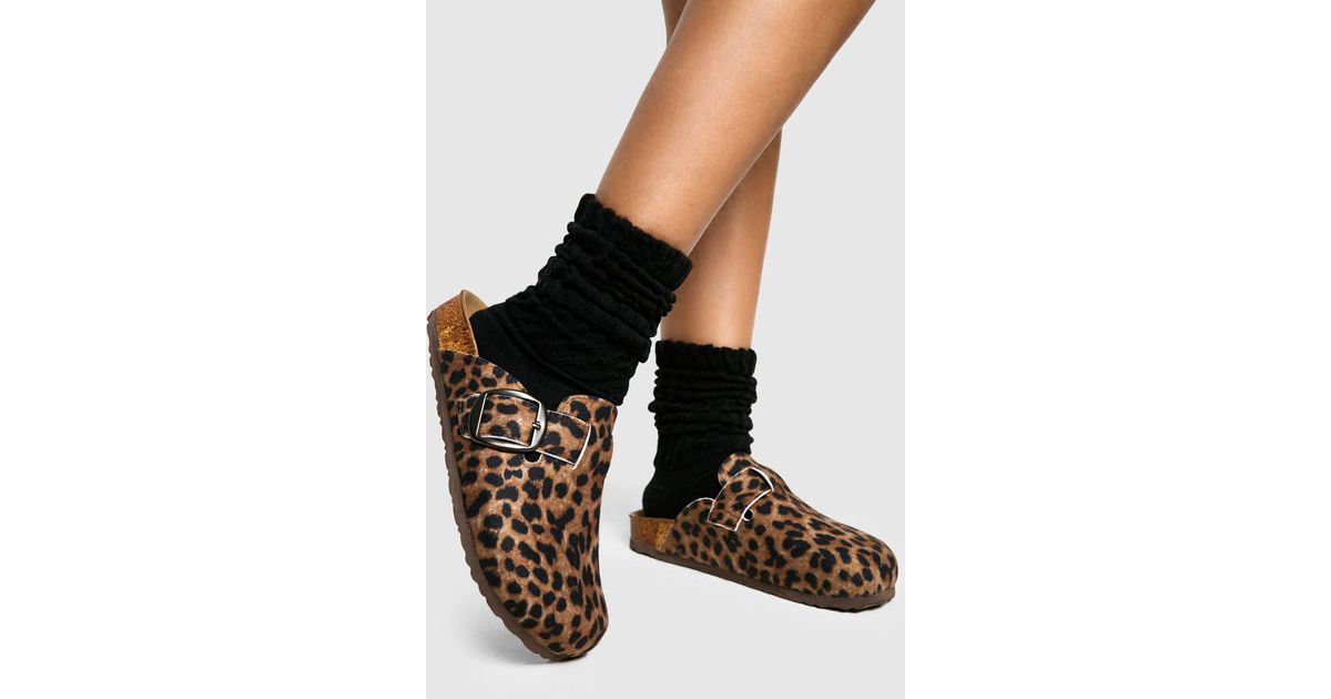 Boohoo Leopard Print Closed Toe Clog in Black | Lyst