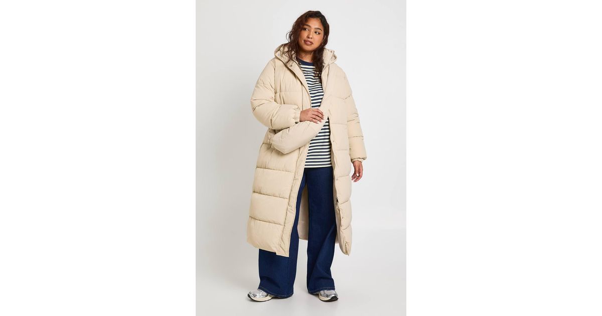 Boohoo Plus Quilted Tie Waist Puffer Coat And Bag in Blue | Lyst