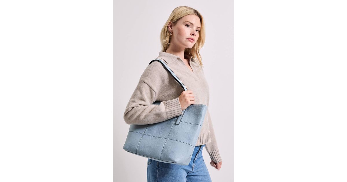 Dorothy Perkins Trish Faux Leather Stitch Detail Tote Bags in Gray | Lyst