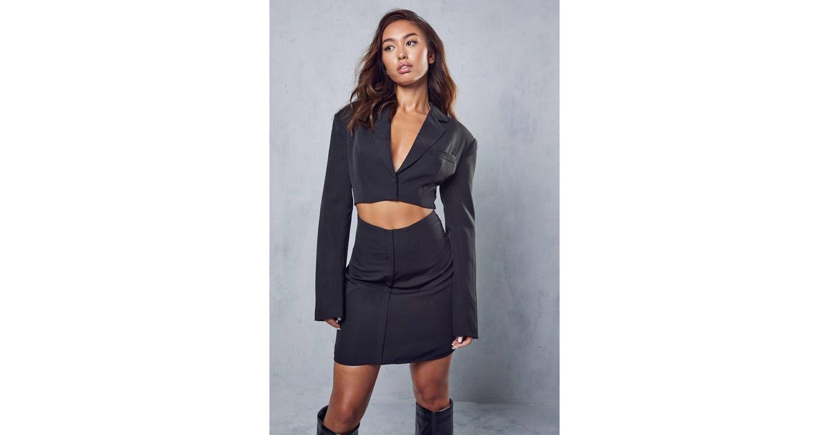 MissPap Cut Out Waist Detail Blazer Dress in Blue | Lyst
