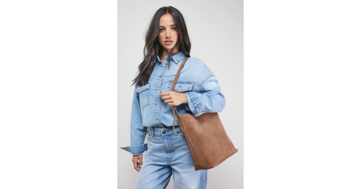 Oasis Lilah Suede Slouch Bag in Blue | Lyst