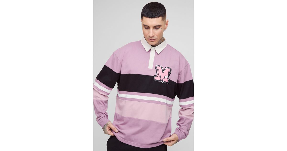 BoohooMAN Tall Oversized Boxy Applique Polo in Pink for Men | Lyst