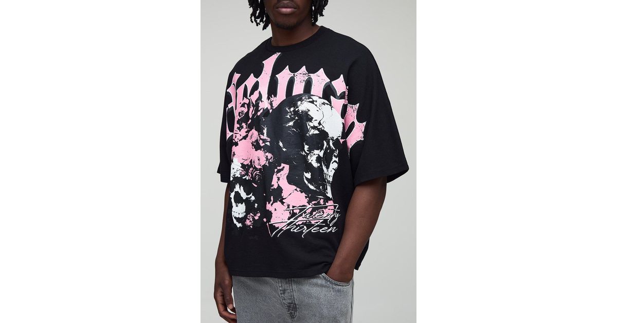 Boohoo Tall Oversized Boxy Heavyweight Skull Large Scale Print T-Shirt in Black | Lyst Canada