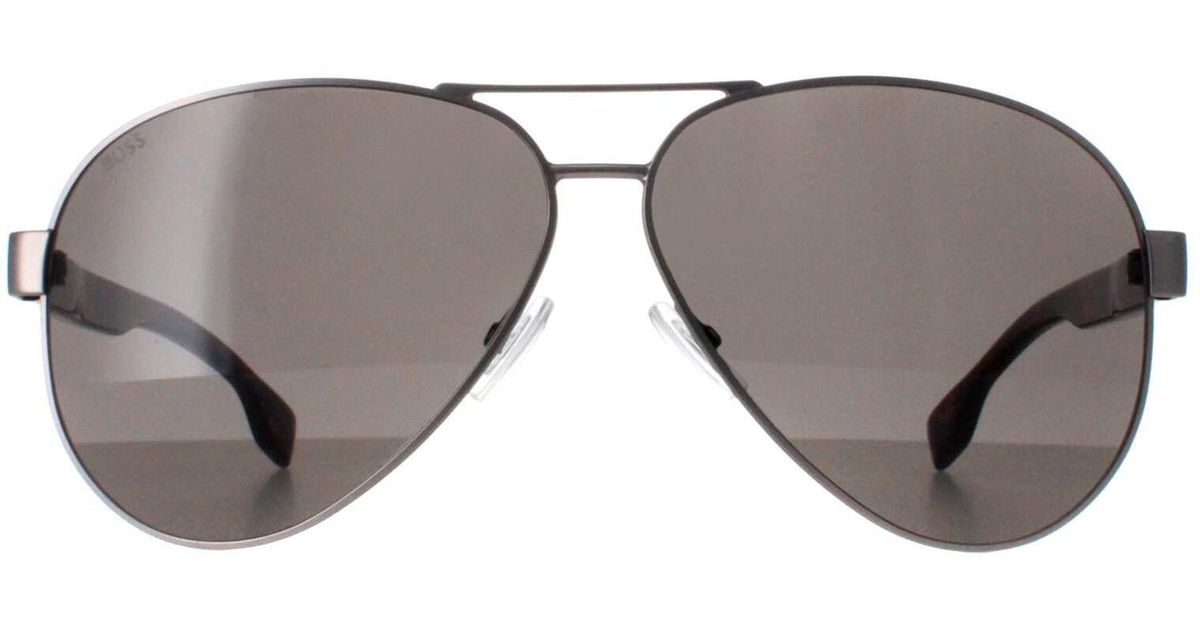 BoohooMAN Hugo Boss Aviator Matte Ruthenium Grey Brown Boss 1560/o/s in ...