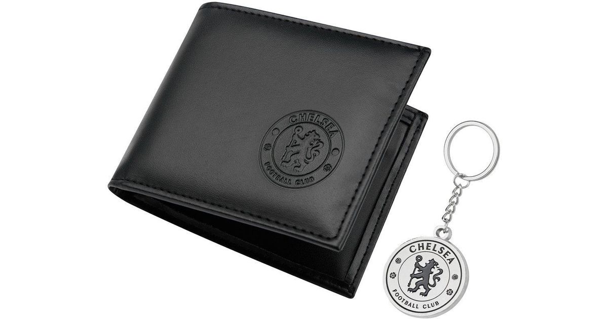 BoohooMAN Chelsea Fc Black Pu Wallet & Gold Keyring Set for Men | Lyst UK