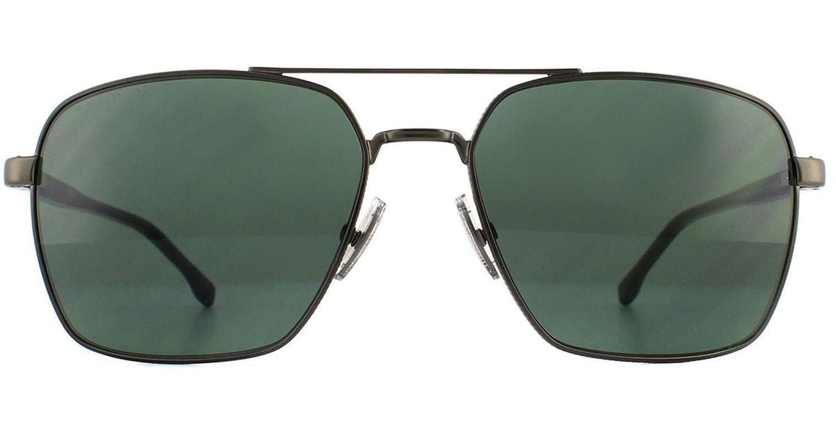 BoohooMAN Hugo Boss Square Matte Ruthenium Green Sunglasses for Men ...